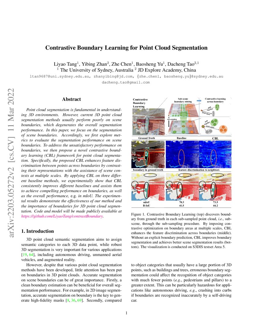 Contrastive Boundary Learning for Point Cloud Segmentation | DeepAI