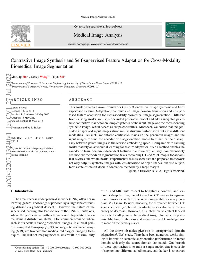 Contrastive Image Synthesis and Self-supervised Feature Adaptation for ... Contrastive Image Synthesis and Self-supervised Feature Adaptation for ...