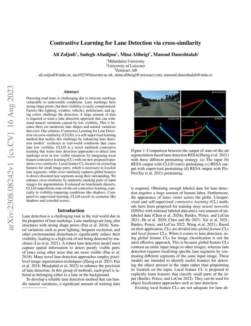 Contrastive Learning for Lane Detection via cross-similarity | DeepAI