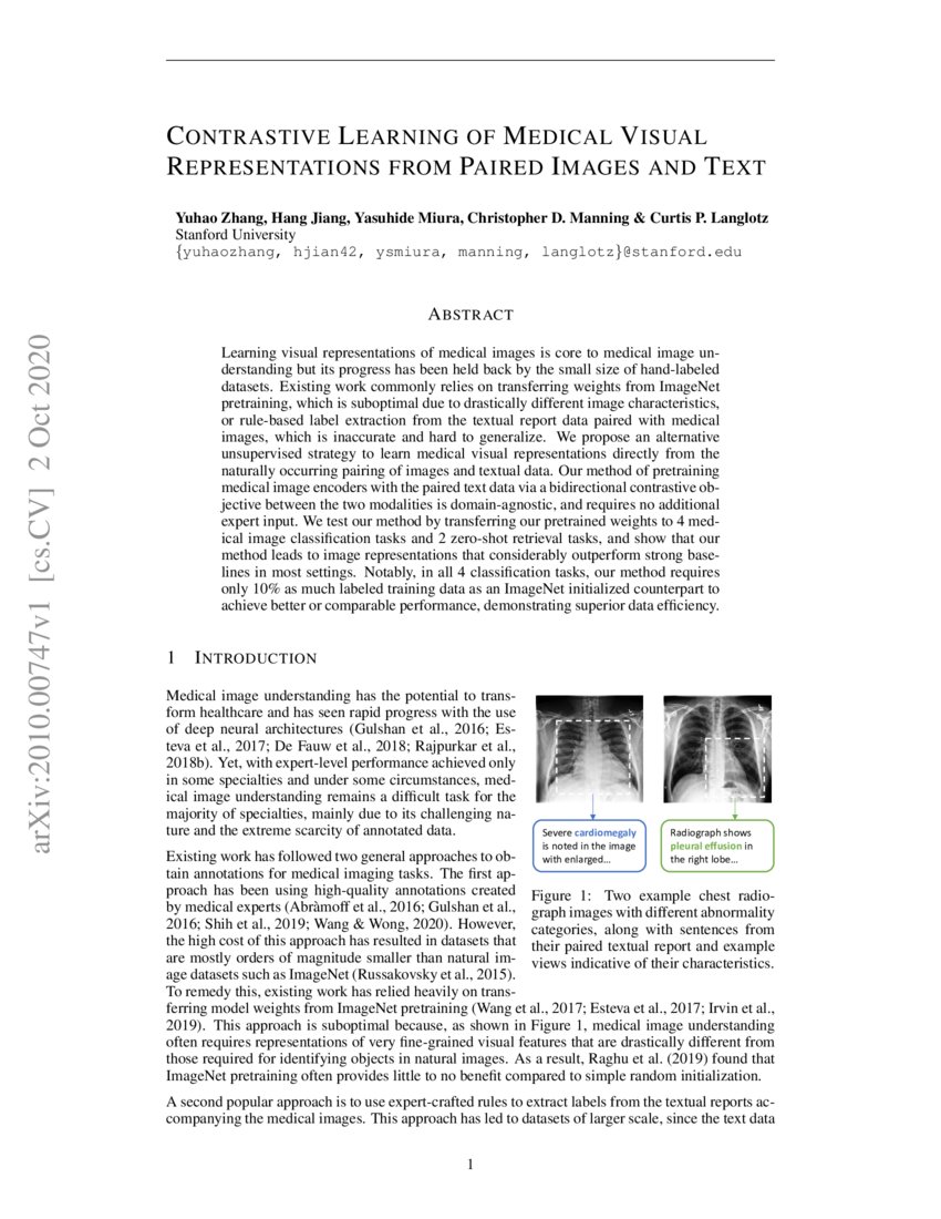 Contrastive Learning of Medical Visual Representations from Paired ...