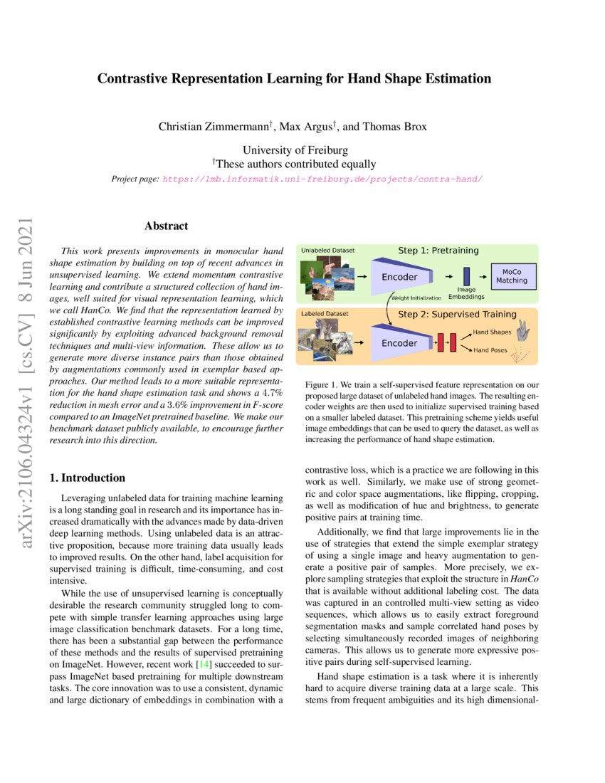 Contrastive Representation Learning for Hand Shape Estimation | DeepAI