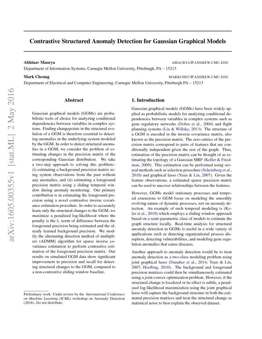 Contrastive Structured Anomaly Detection for Gaussian Graphical Models | DeepAI