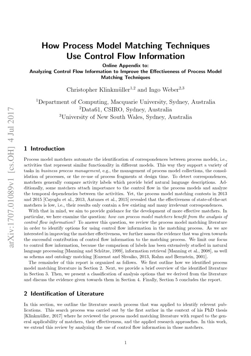 Control Flow Information Analysis in Process Model Matching Techniques ...