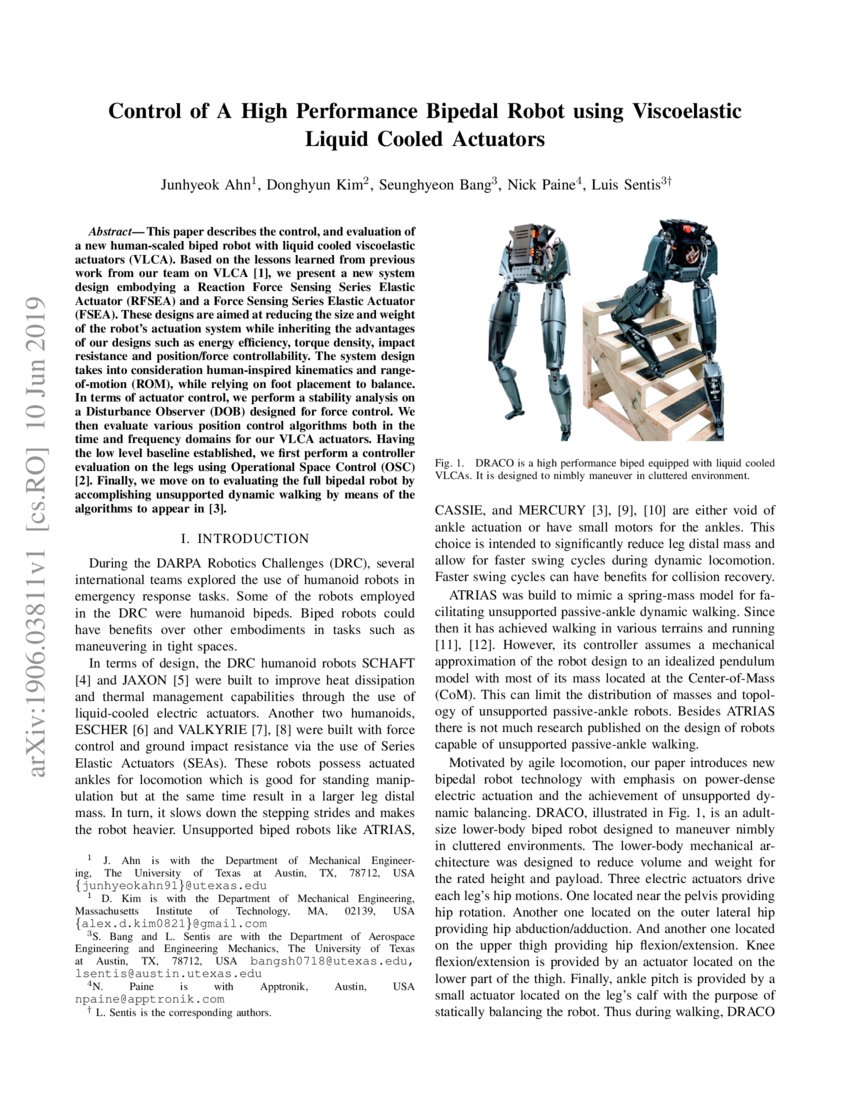 Control Of A High Performance Bipedal Robot Using Viscoelastic Liquid