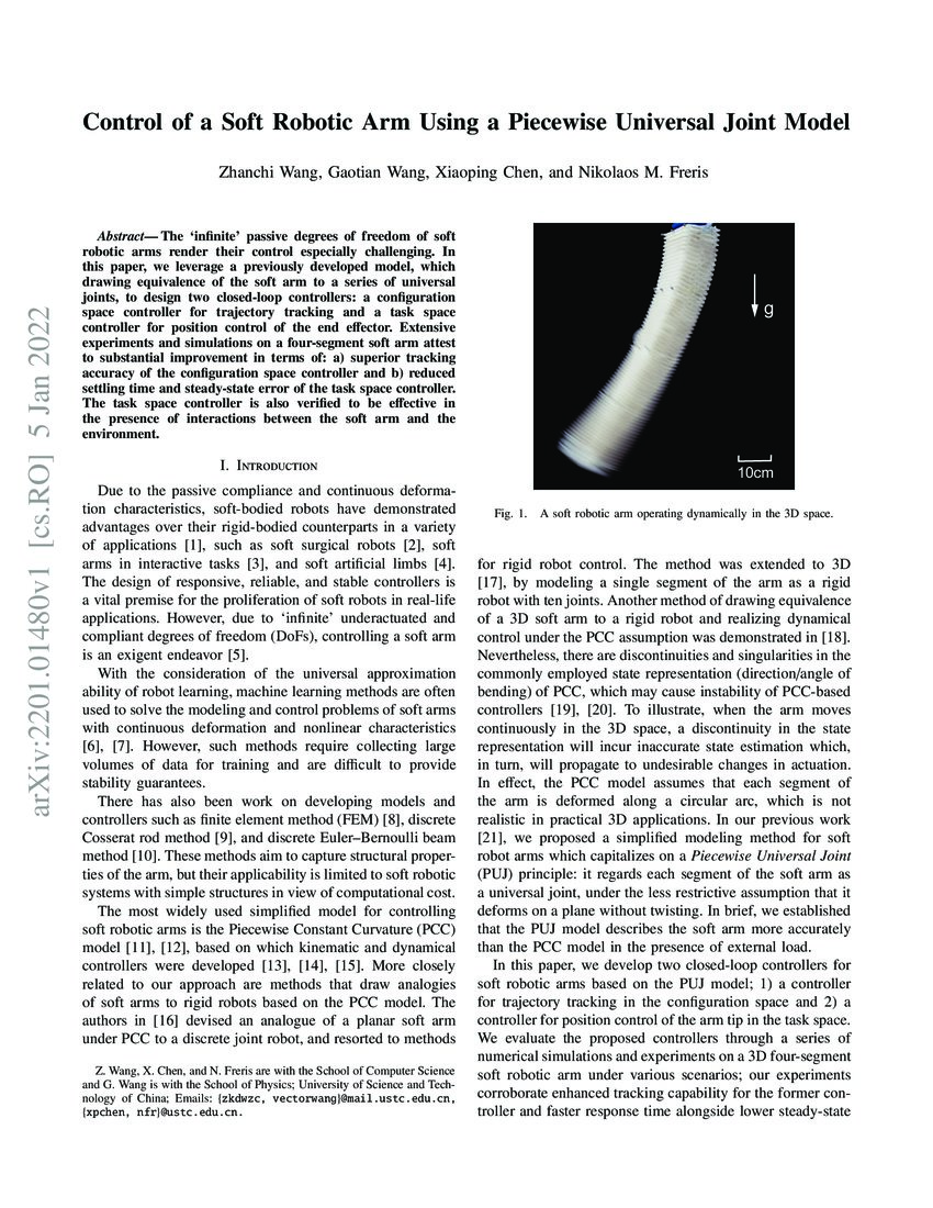 Control of a Soft Robotic Arm Using a Piecewise Universal Joint Model ...