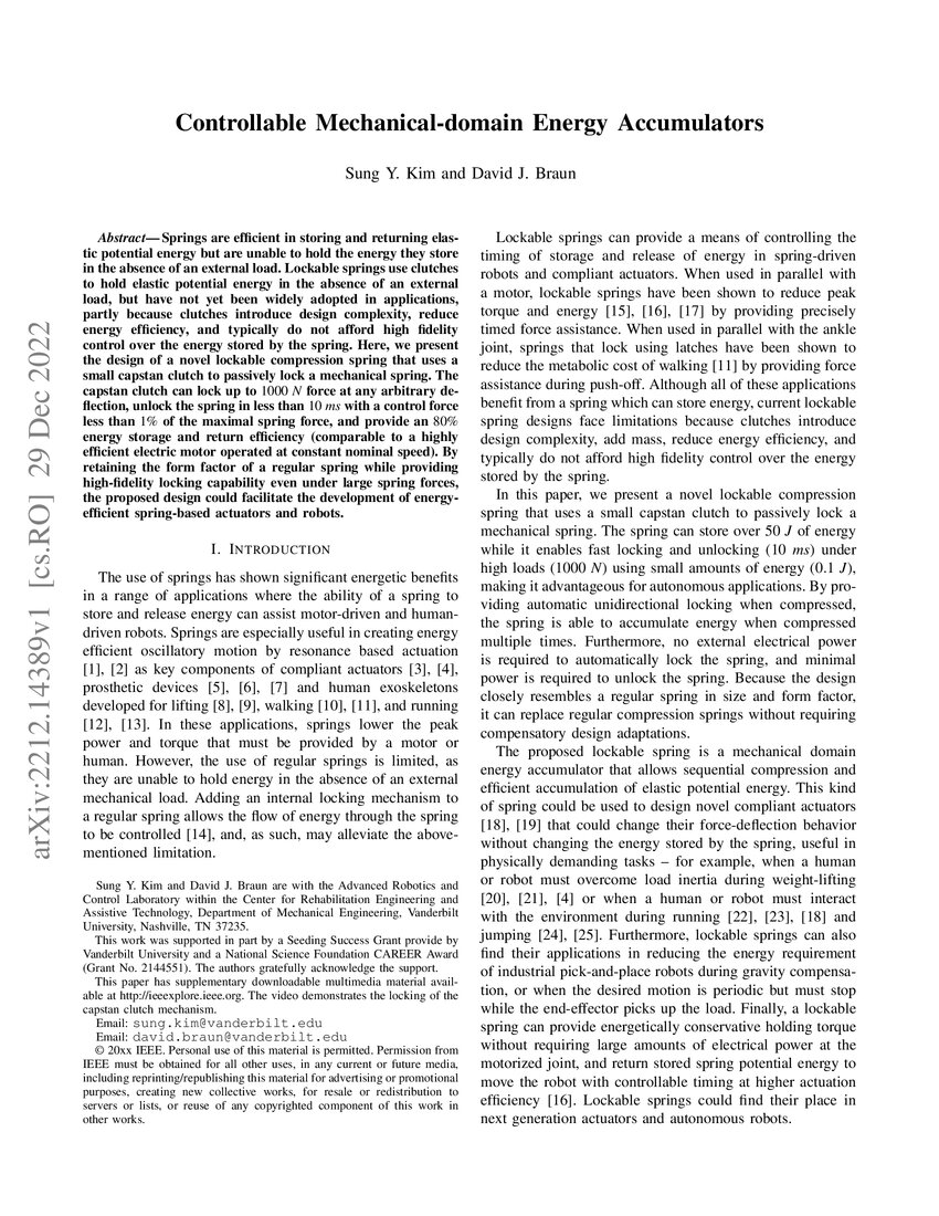 Controllable Mechanical-domain Energy Accumulators | DeepAI