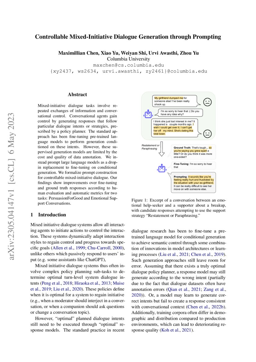 Controllable Mixed-Initiative Dialogue Generation through Prompting | DeepAI
