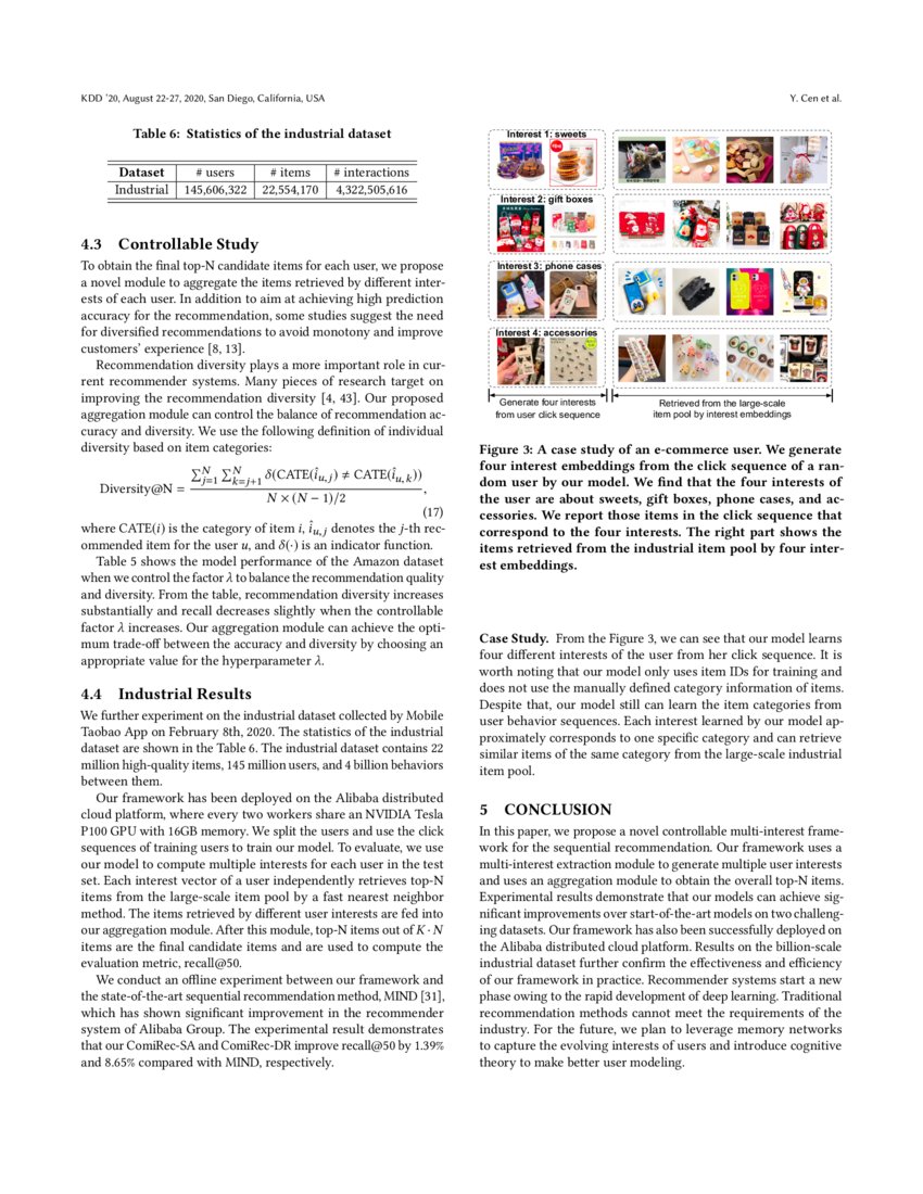 Controllable Multi-Interest Framework for Recommendation | DeepAI