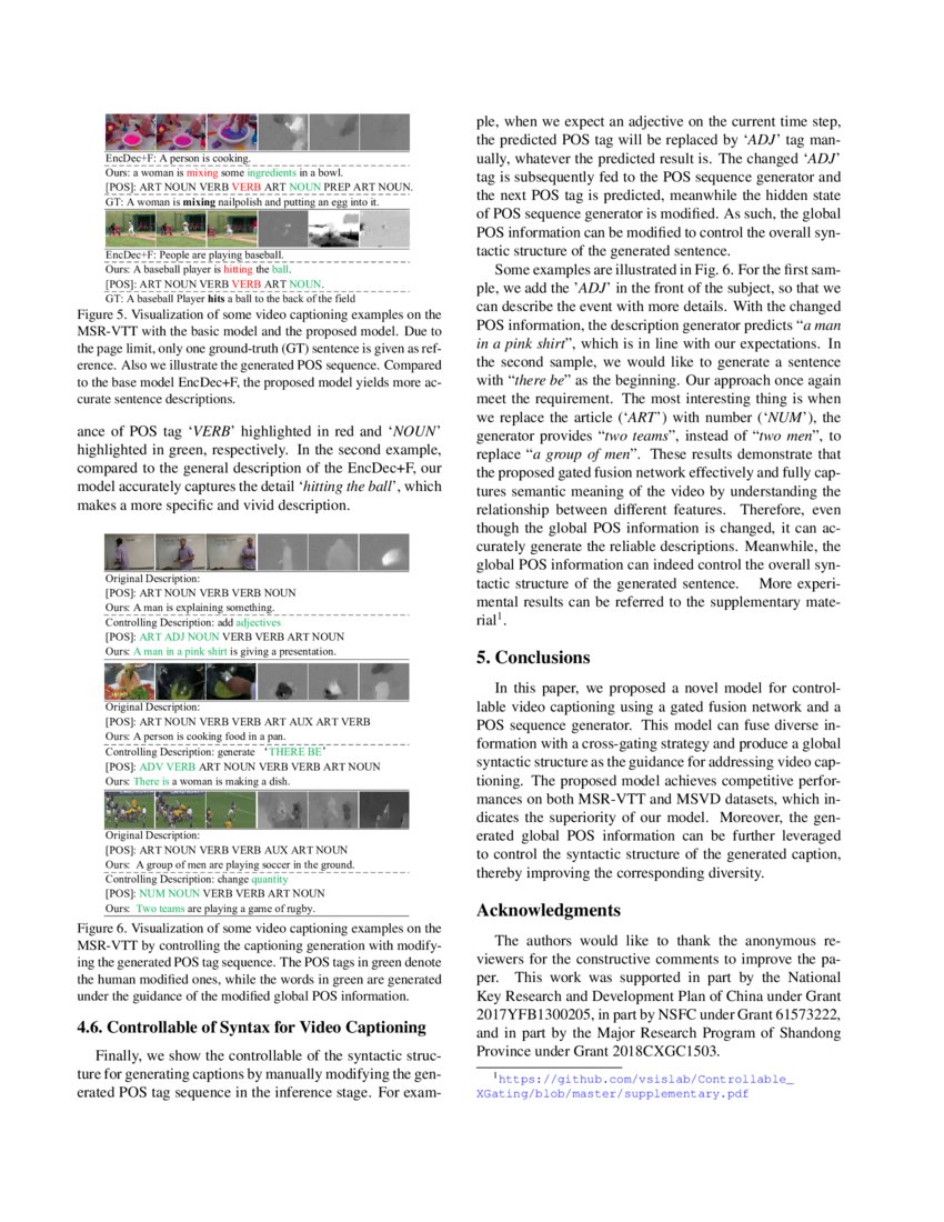Controllable Video Captioning with POS Sequence Guidance Based on Gated Fusion Network | DeepAI