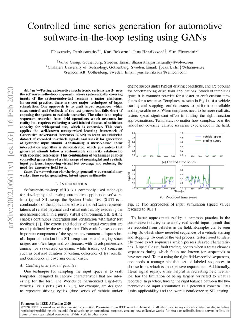 Controlled time series generation for automotive software-in-the-loop ...