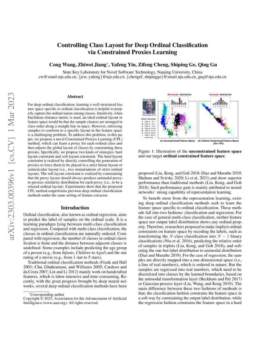 Controlling Class Layout For Deep Ordinal Classification Via Constrained Proxies Learning Deepai
