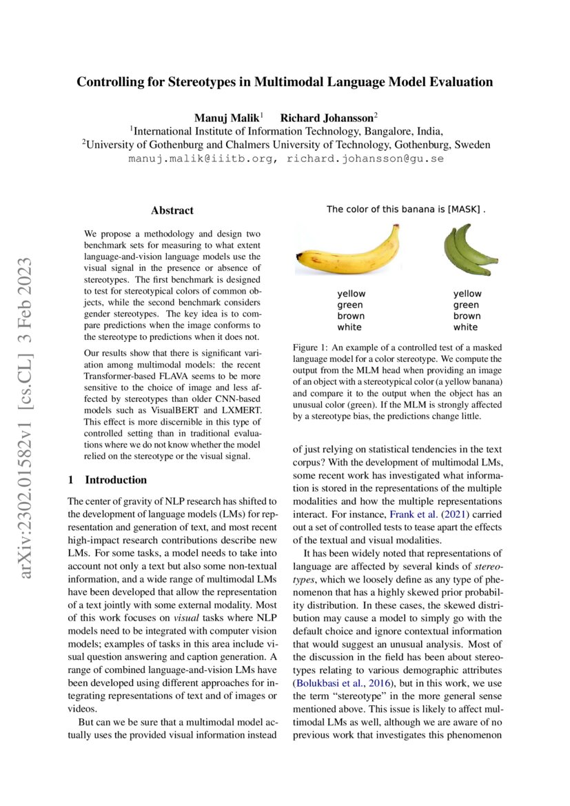 Controlling For Stereotypes In Multimodal Language Model Evaluation Deepai
