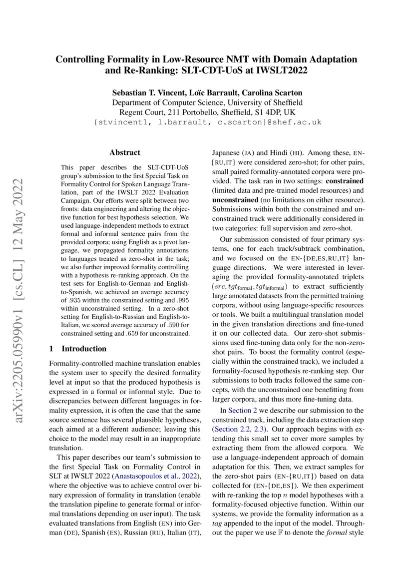 Controlling Formality In Low Resource Nmt With Domain Adaptation And Re