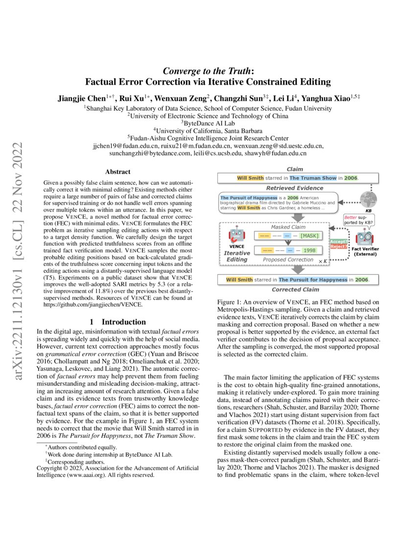 Converge To The Truth Factual Error Correction Via Iterative Constrained Editing Deepai 8382