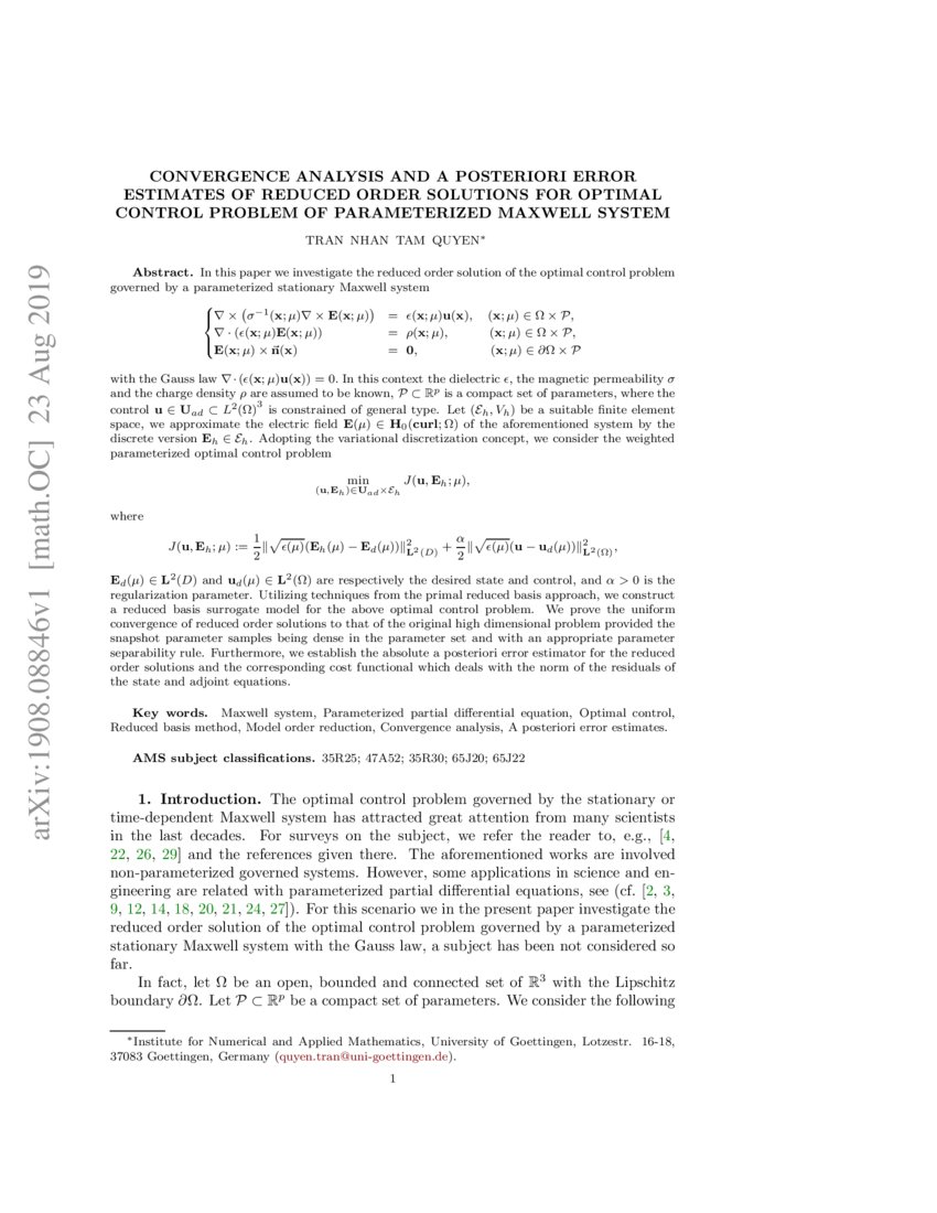 Convergence Analysis And A Posteriori Error Estimates Of Reduced Order