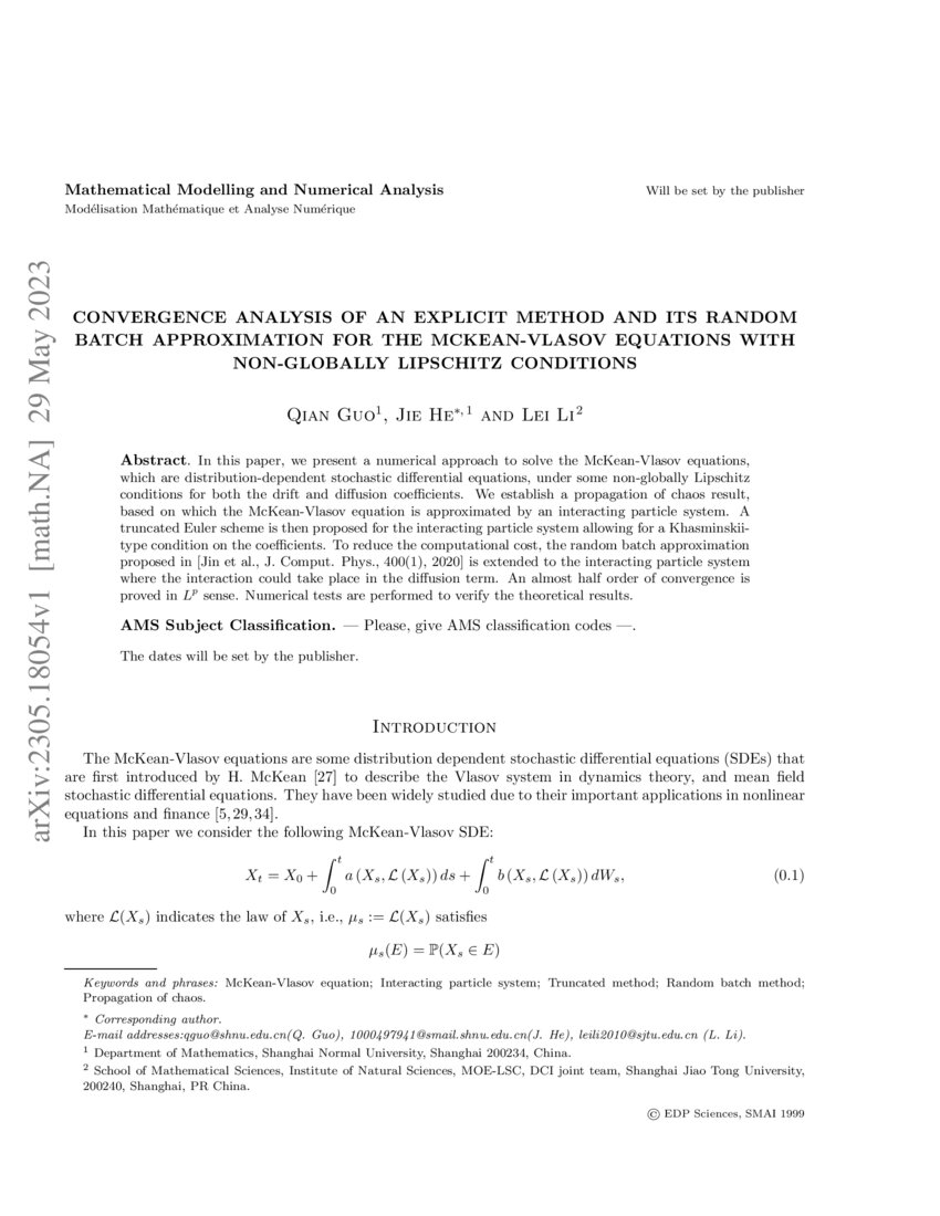Convergence Analysis Of An Explicit Method And Its Random Batch