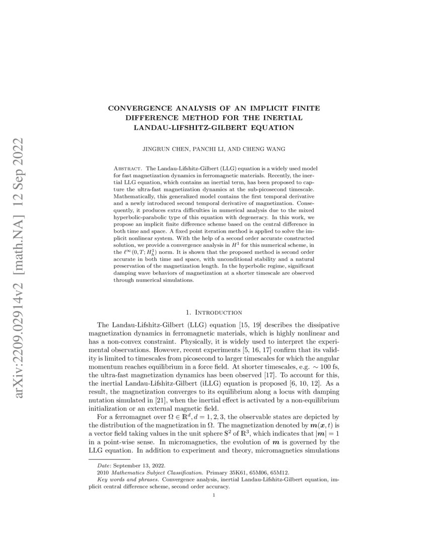 Convergence Analysis Of An Implicit Finite Difference Method For The