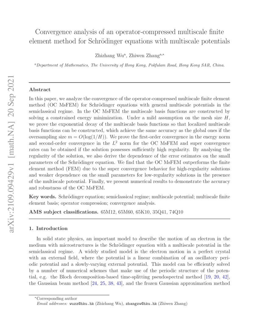Convergence Analysis Of An Operator Compressed Multiscale Finite Element Method For Schrödinger