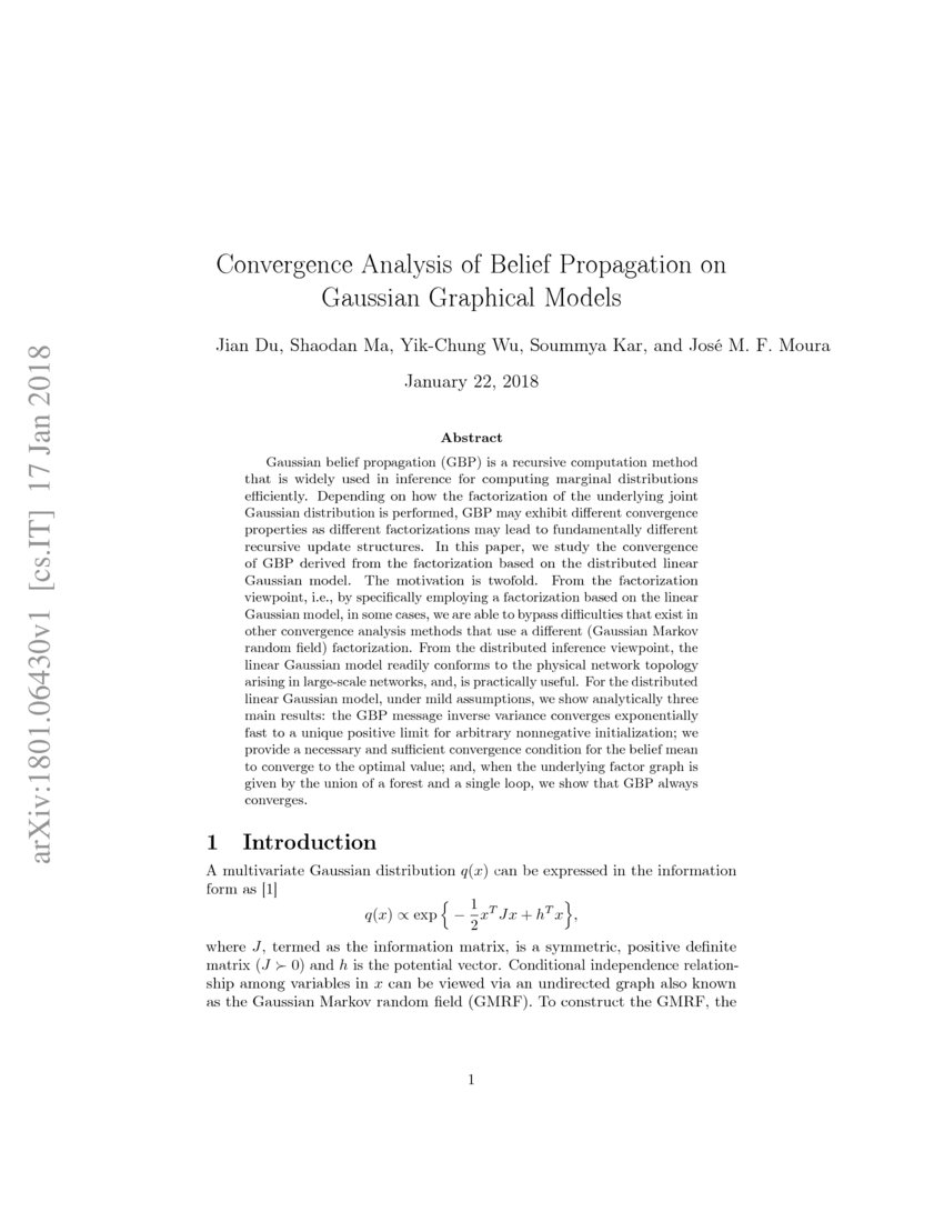 Convergence Analysis Of Belief Propagation On Gaussian Graphical Models Deepai 9241