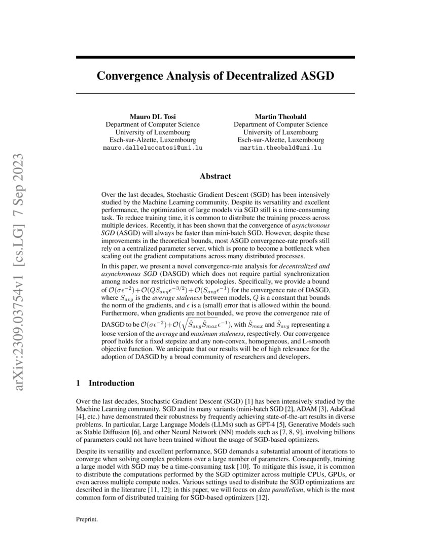 Convergence Analysis of Decentralized ASGD | DeepAI
