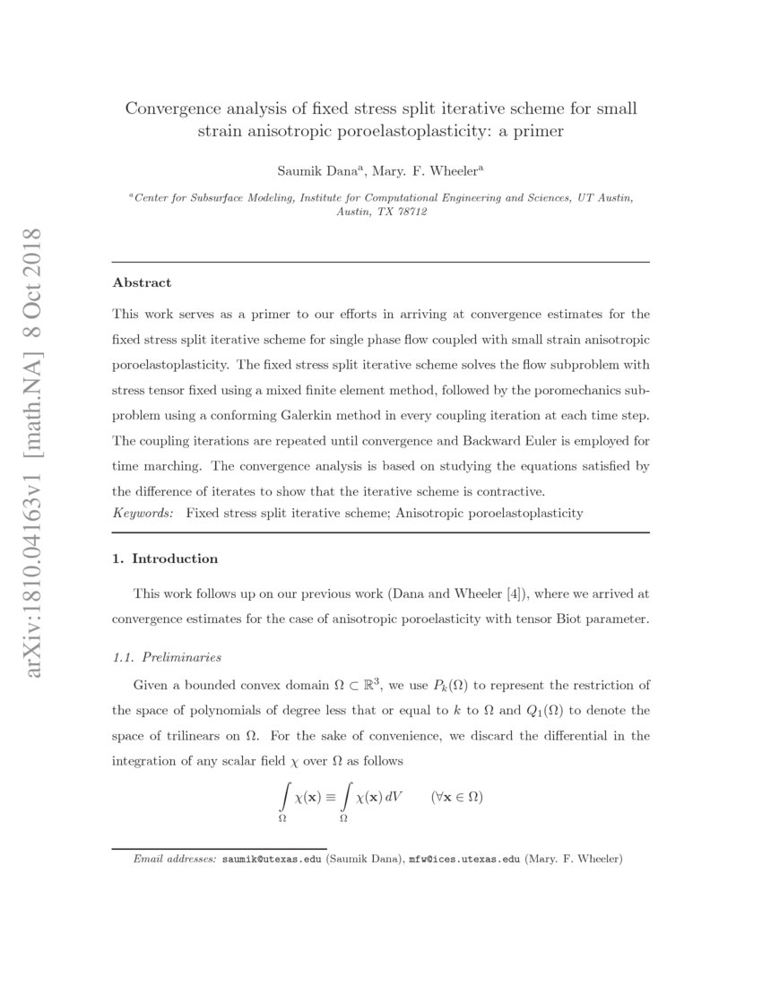 Convergence analysis of fixed stress split iterative scheme for small strain anisotropic ...