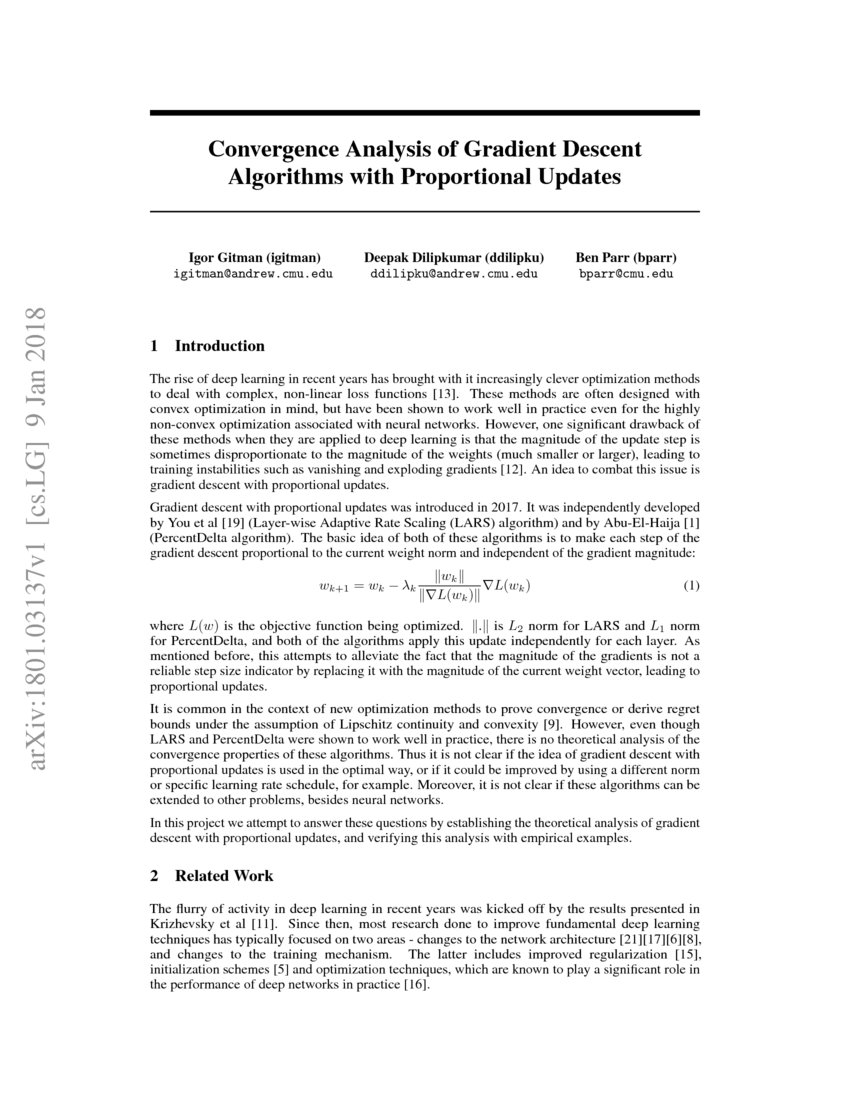 Convergence Analysis of Gradient Descent Algorithms with Proportional ...