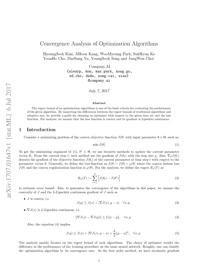 Convergence Analysis of Optimization Algorithms | DeepAI