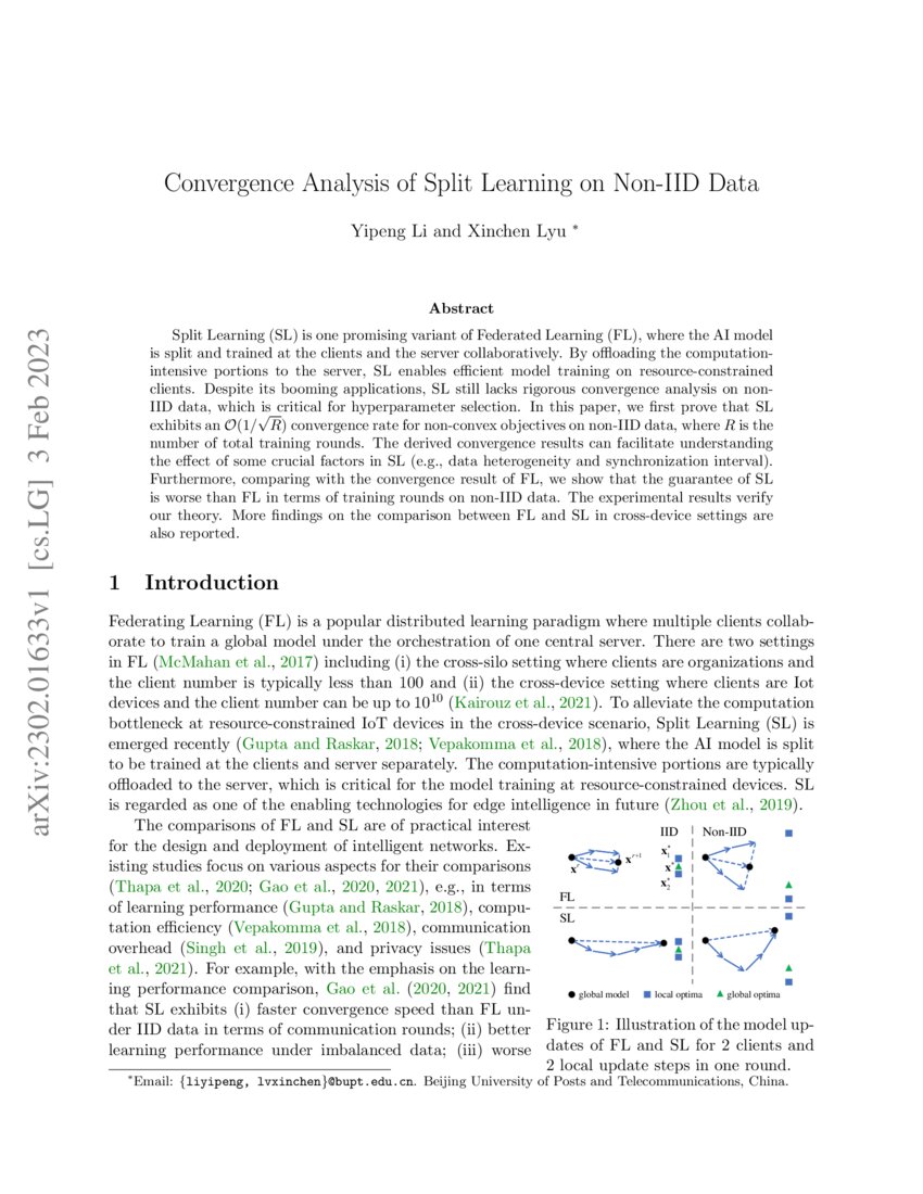 Convergence Analysis of Split Learning on Non-IID Data | DeepAI