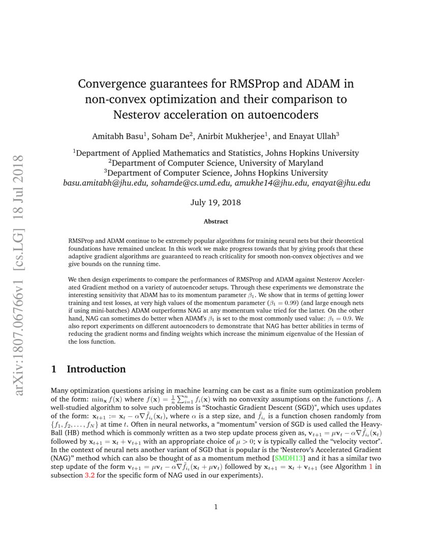Convergence Guarantees For Rmsprop And Adam In Non Convex Optimization And Their Comparison To