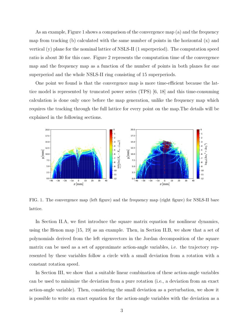 Convergence Map With Action Angle Variables Based On Square Matrix For