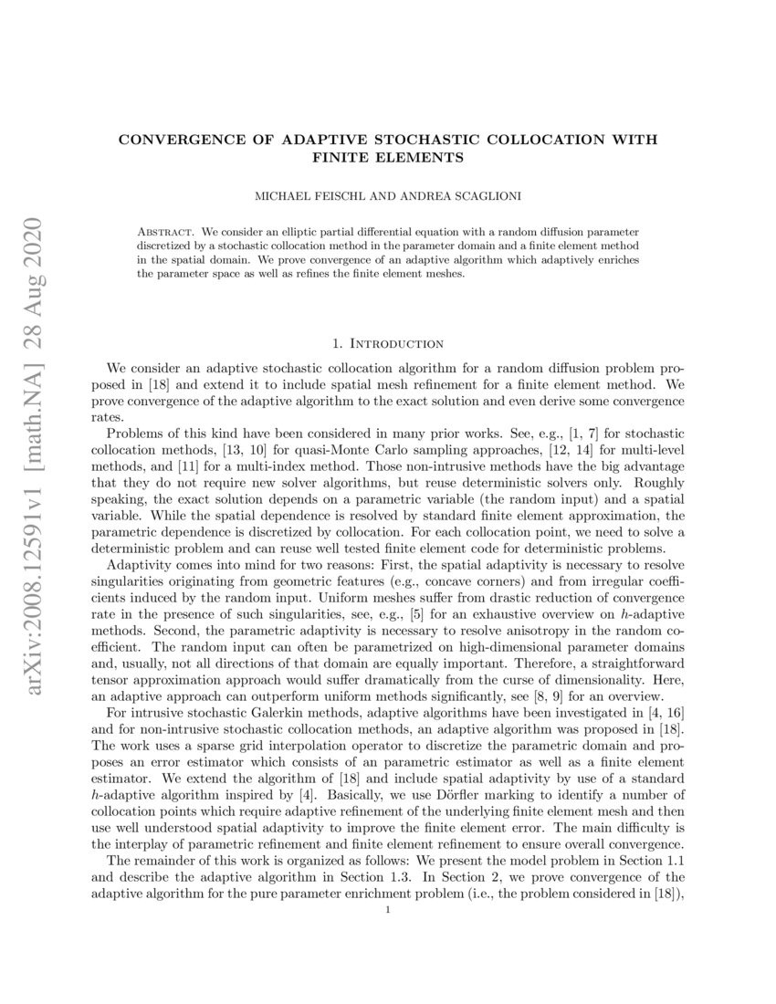 Convergence Of Adaptive Stochastic Collocation With Finite Elements