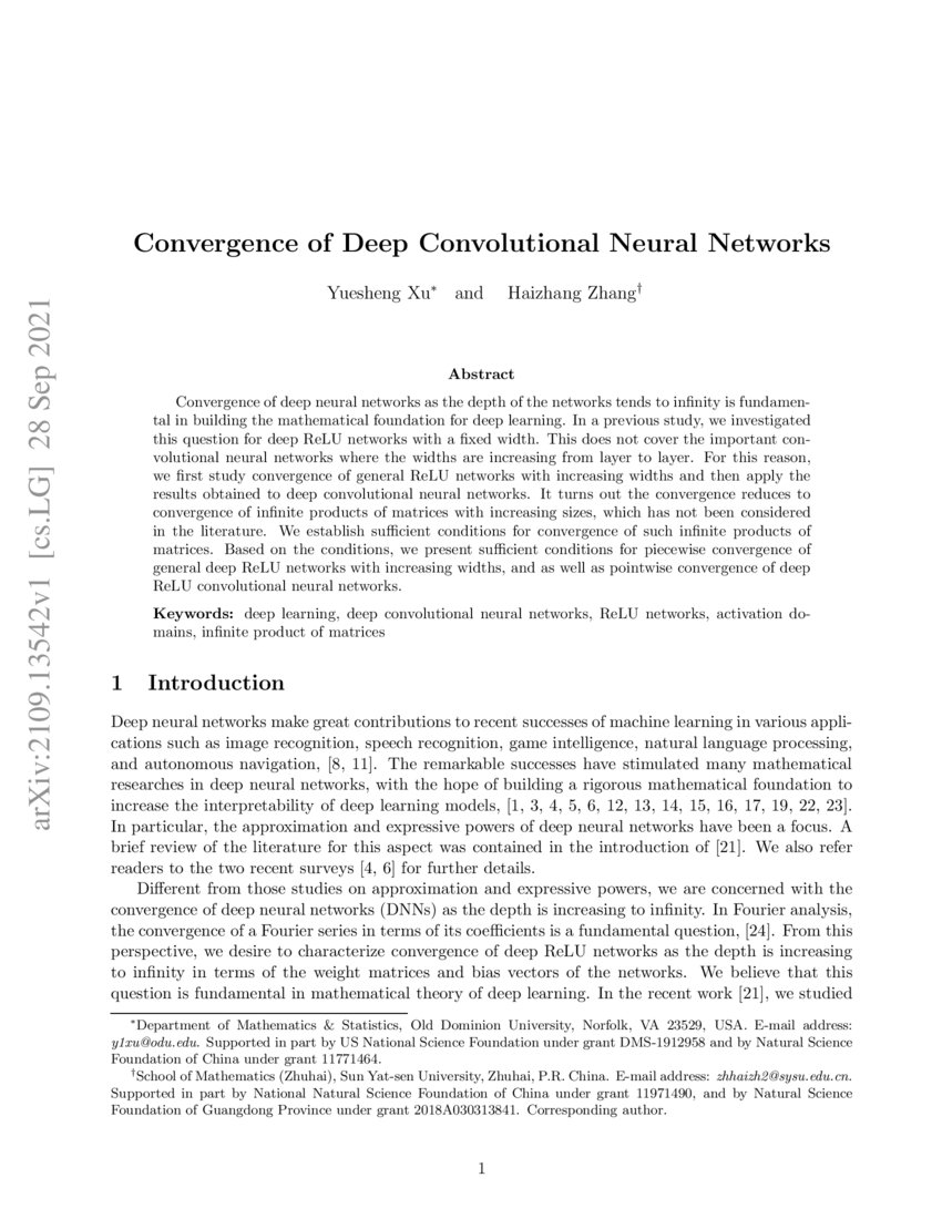Convergence of Deep Convolutional Neural Networks | DeepAI