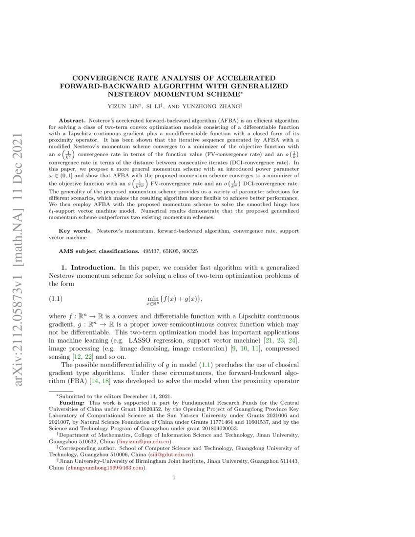 Convergence Rate Analysis Of Accelerated Forward Backward Algorithm With Generalized Nesterov