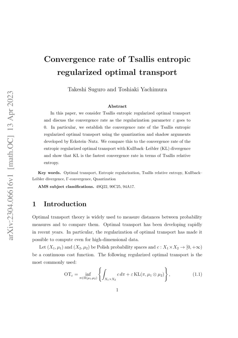 Convergence rate of Tsallis entropic regularized optimal transport | DeepAI
