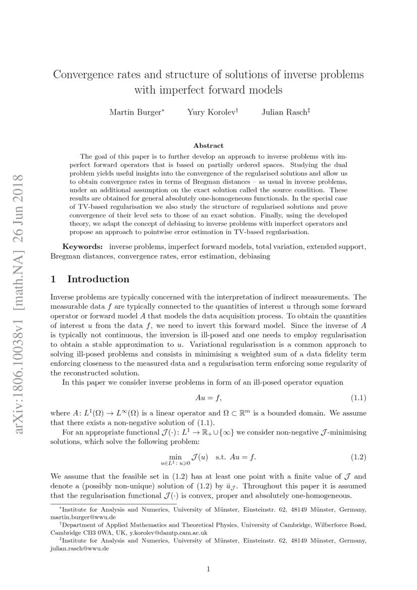 Convergence rates and structure of solutions of inverse problems with ...