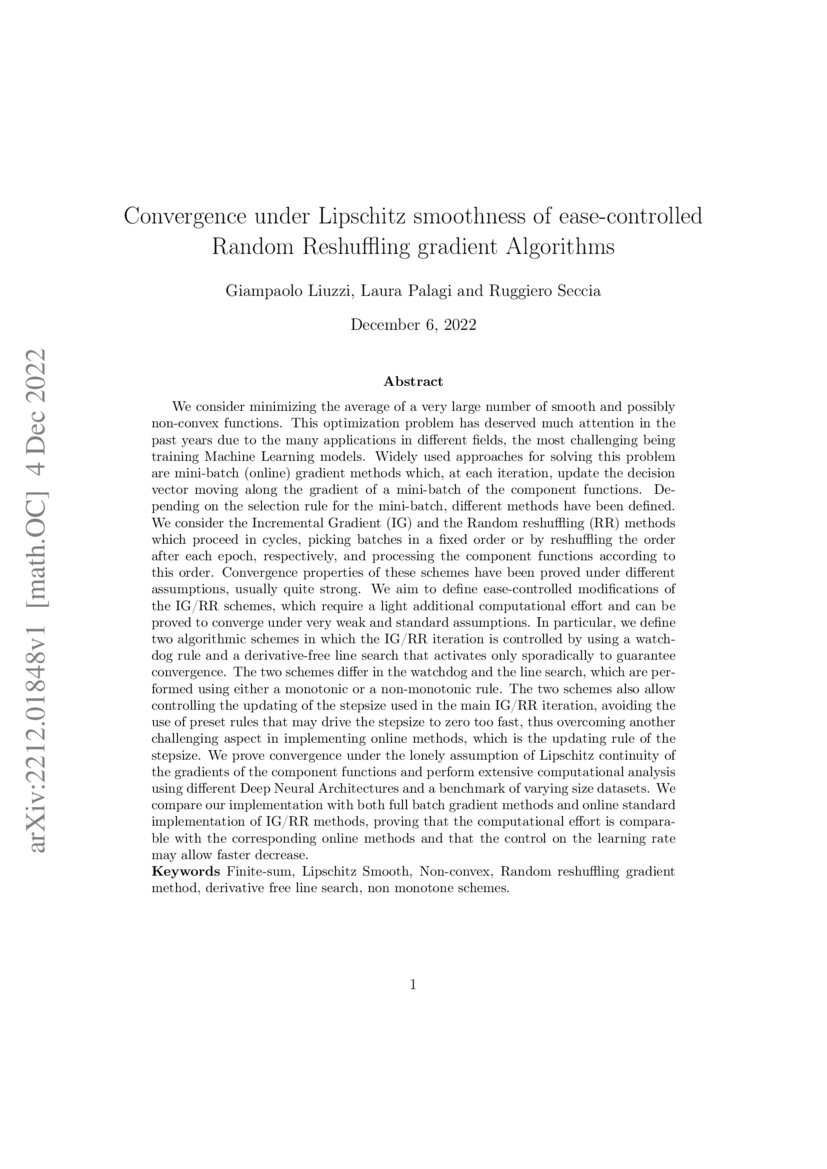 Convergence under Lipschitz smoothness of ease-controlled Random ...