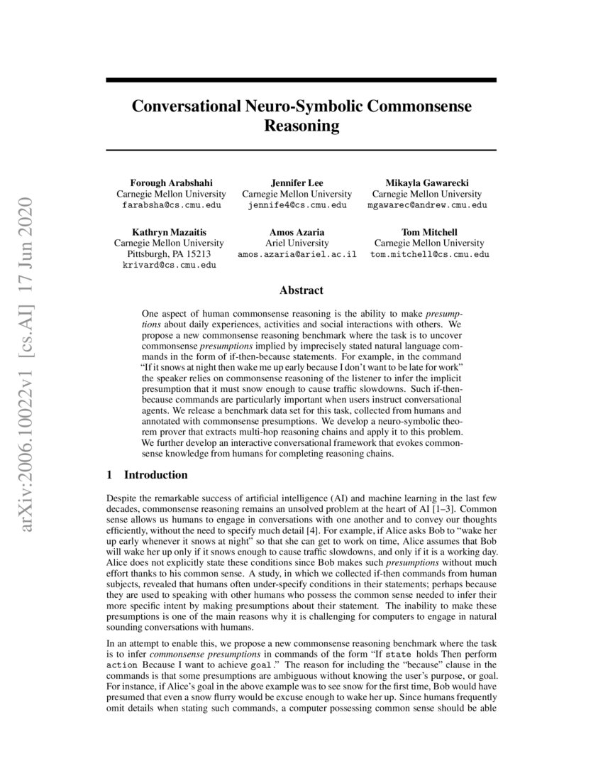 Conversational Neuro-Symbolic Commonsense Reasoning | DeepAI