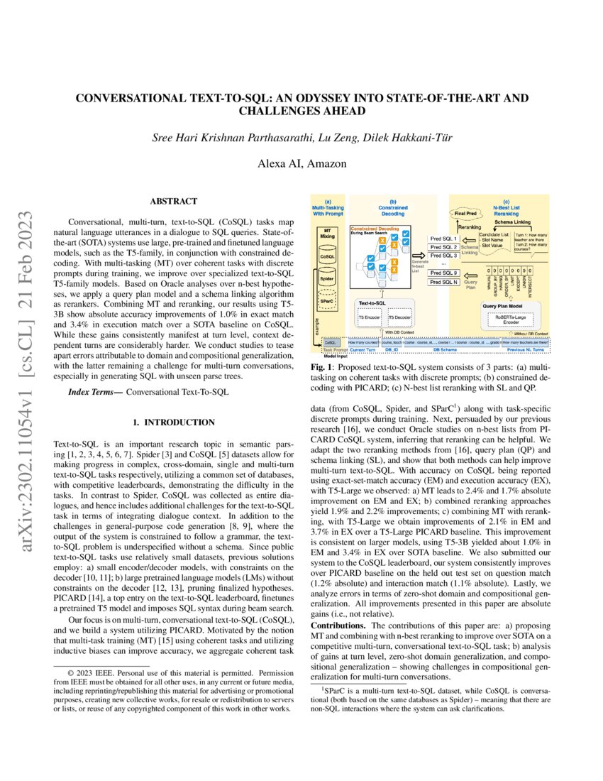 Conversational Text-to-SQL: An Odyssey into State-of-the-Art and ...