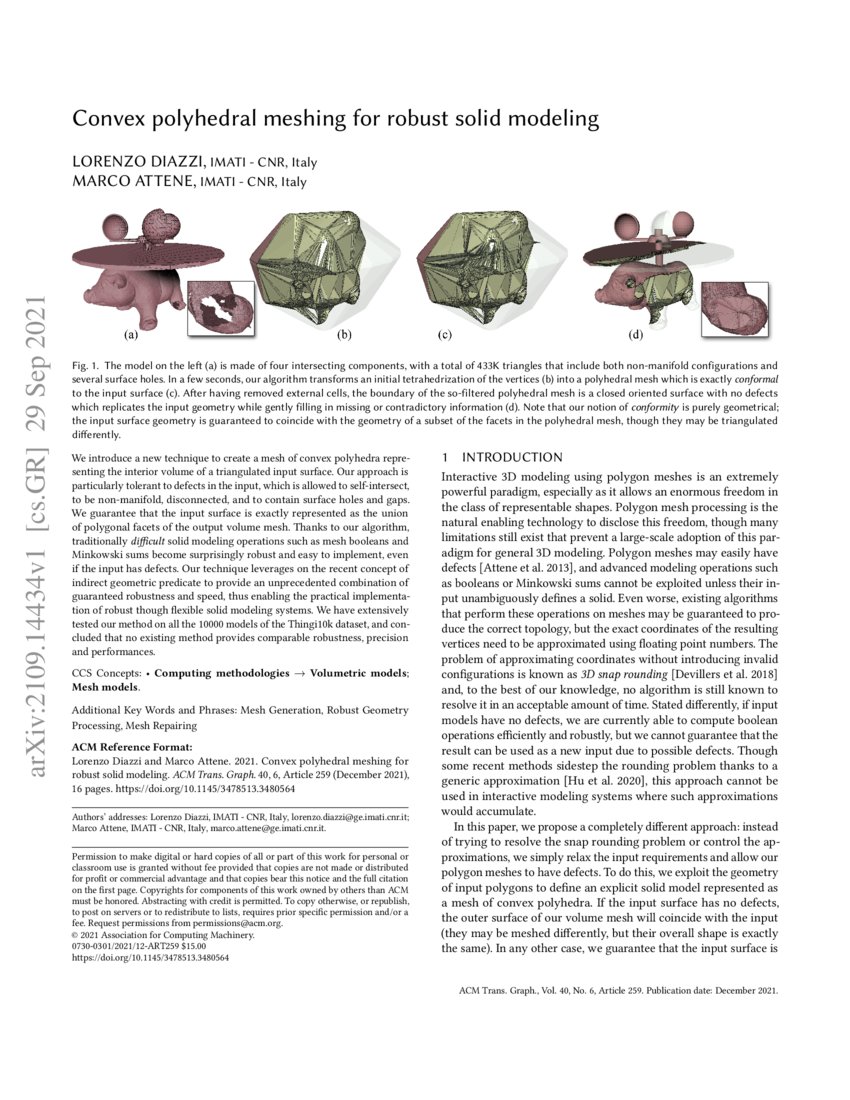 Convex polyhedral meshing for robust solid modeling | DeepAI