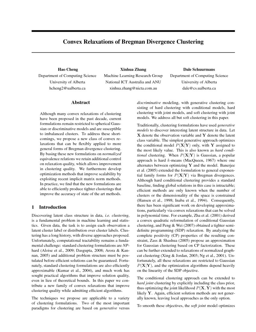 Convex Relaxations of Bregman Divergence Clustering | DeepAI