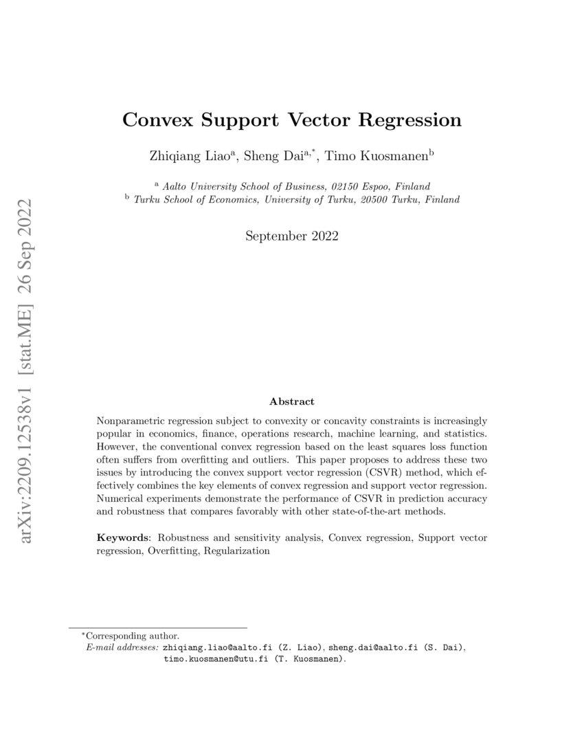 Convex Support Vector Regression | DeepAI