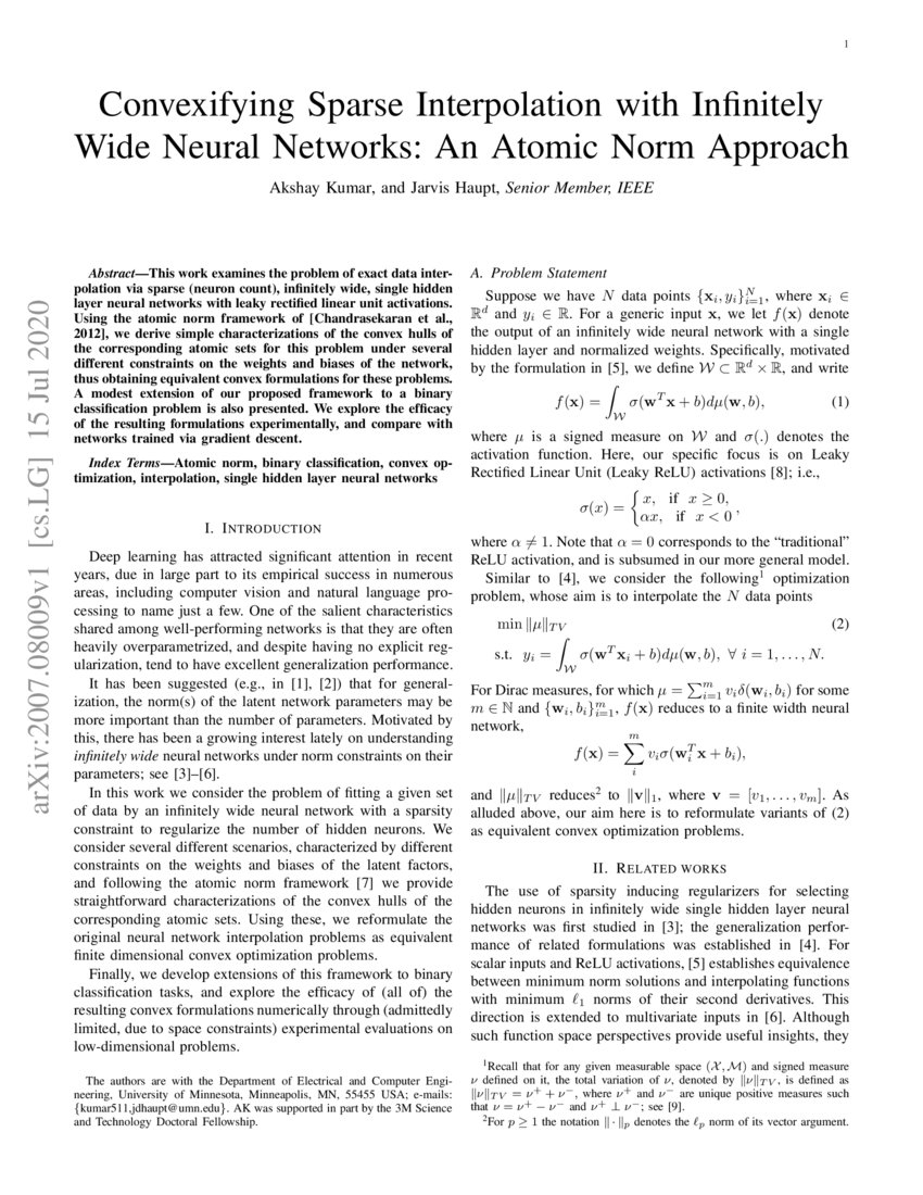 Convexifying Sparse Interpolation With Infinitely Wide Neural Networks An Atomic Norm Approach 