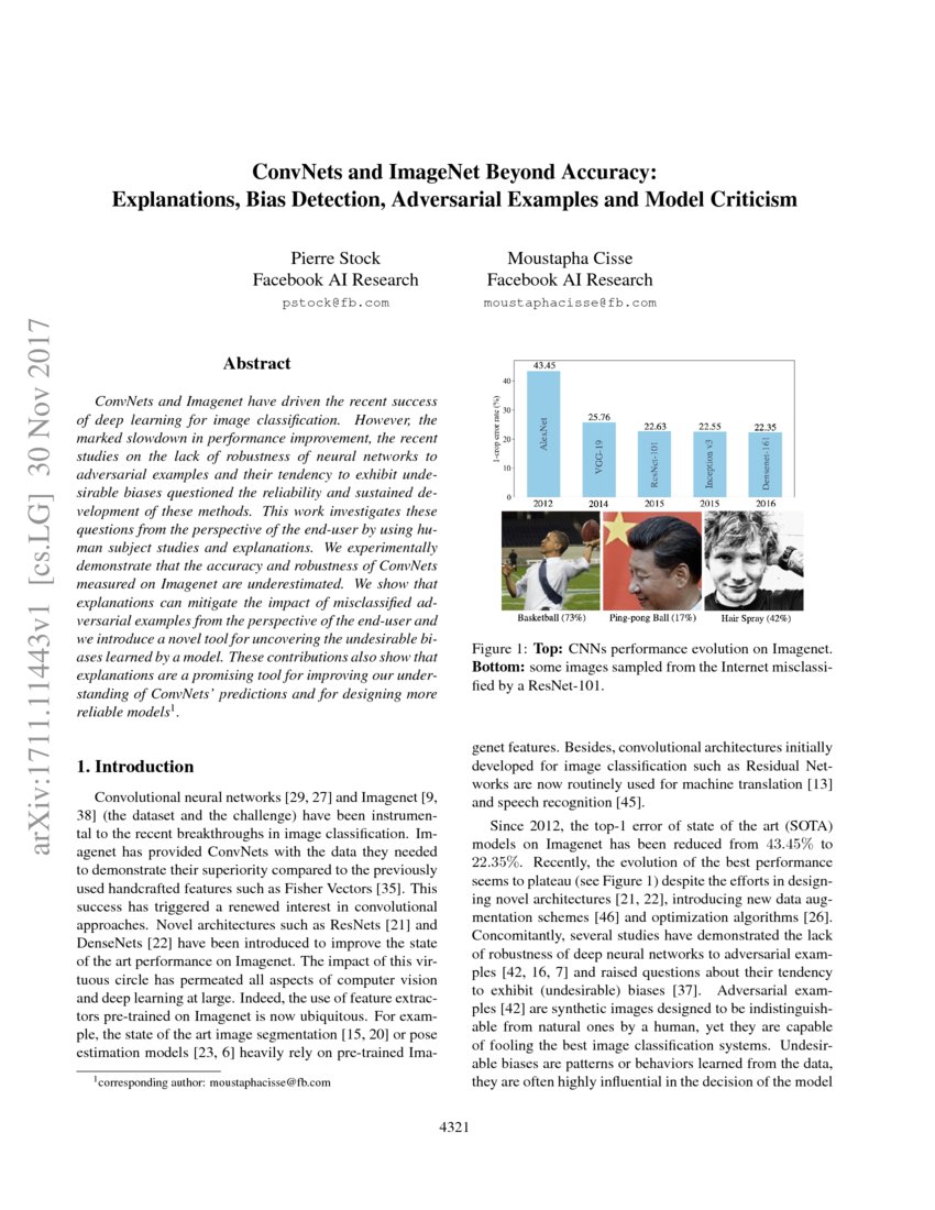 ConvNets and ImageNet Beyond Accuracy: Explanations, Bias Detection, Adversarial Examples and ...