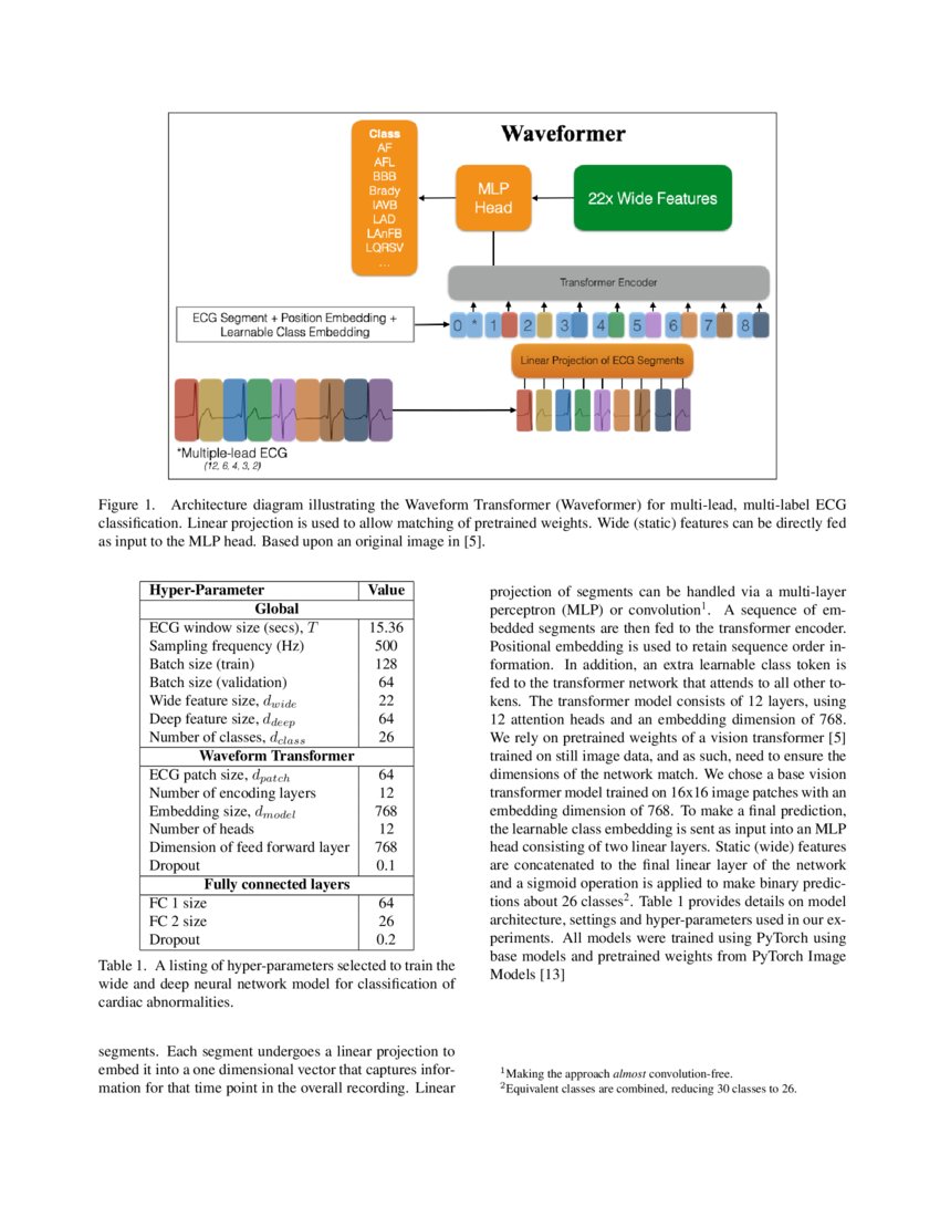 Convolution Free Waveform Transformers For Multi Lead Ecg Classification Deepai