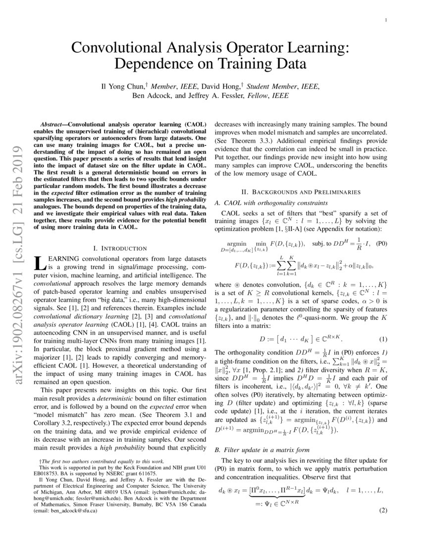 Convolutional Analysis Operator Learning Dependence On Training Data Deepai