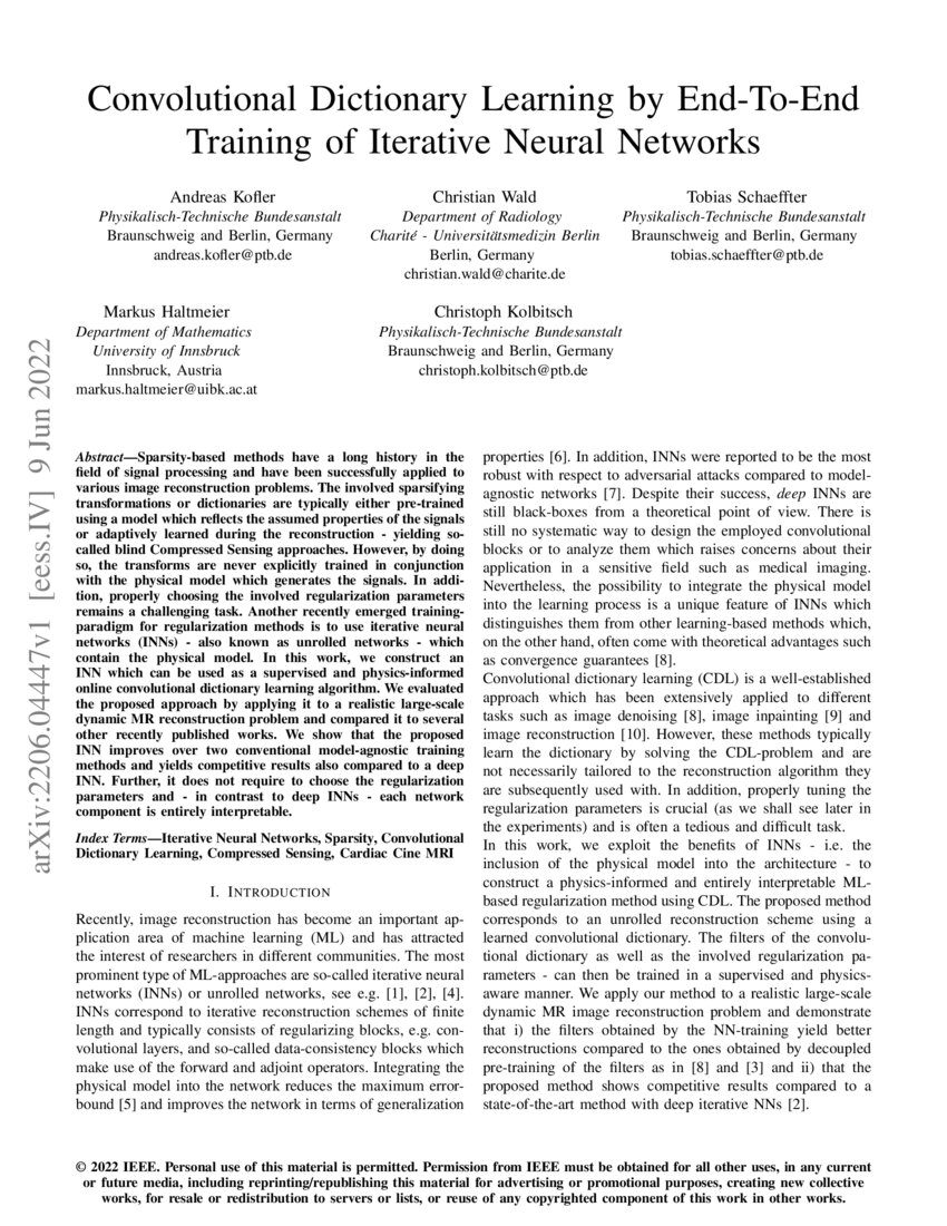 Convolutional Dictionary Learning By End To End Training Of Iterative Neural Networks Deepai