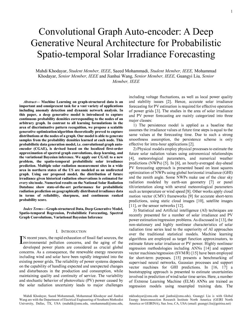 Convolutional Graph Auto-encoder: A Deep Generative Neural Architecture for Probabilistic Spatio ...