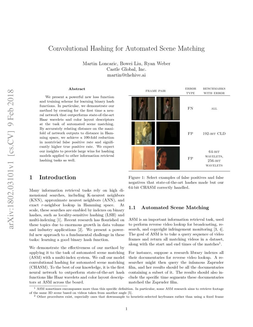 Convolutional Hashing for Automated Scene Matching | DeepAI