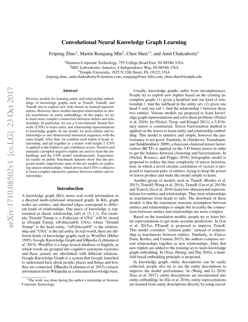 Convolutional Neural Knowledge Graph Learning | DeepAI