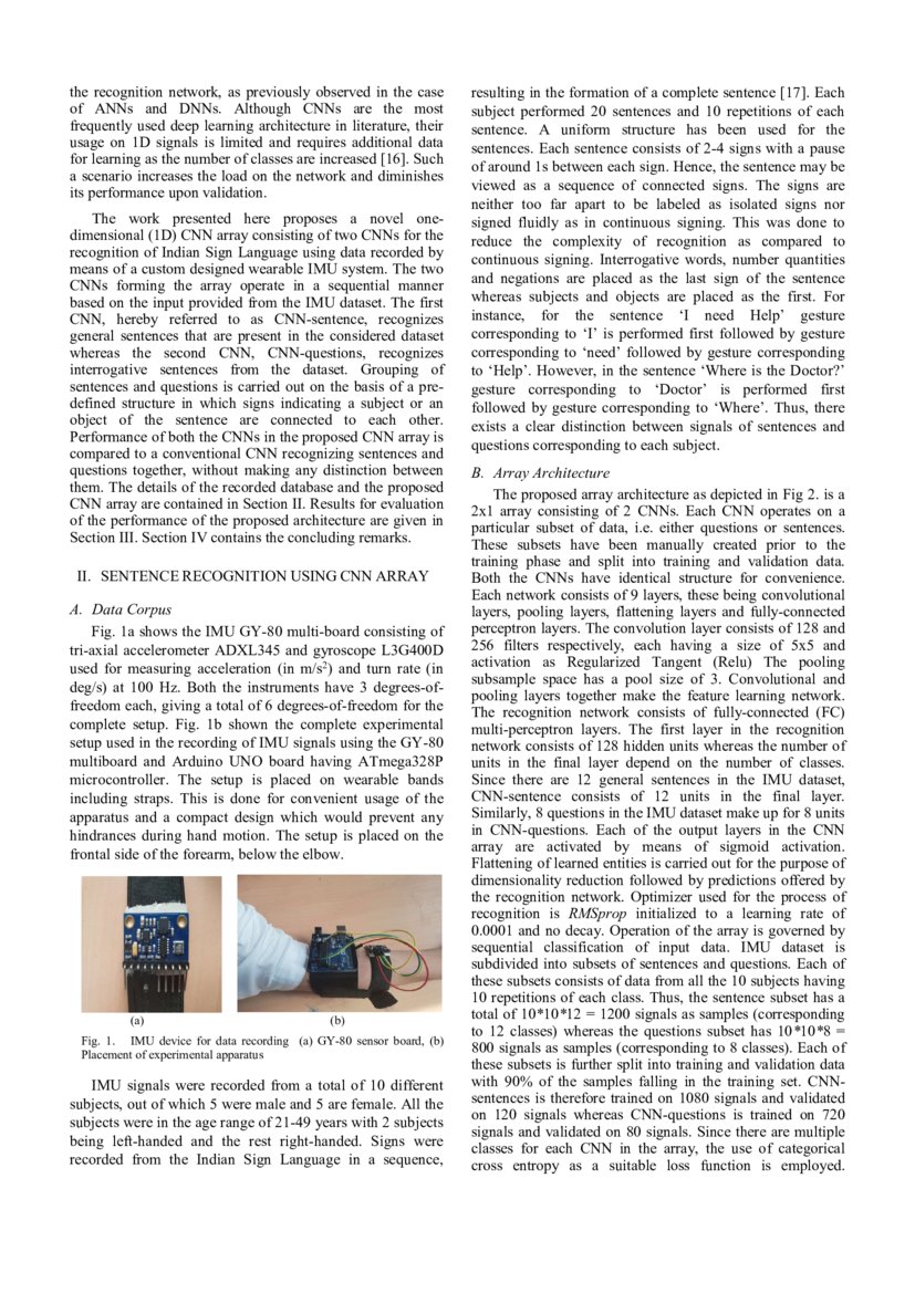Convolutional Neural Network Array For Sign Language Recognition Using
